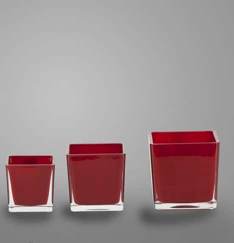 Cubic Glass Pot - Red (Various sizes) — Hadeco.co.za